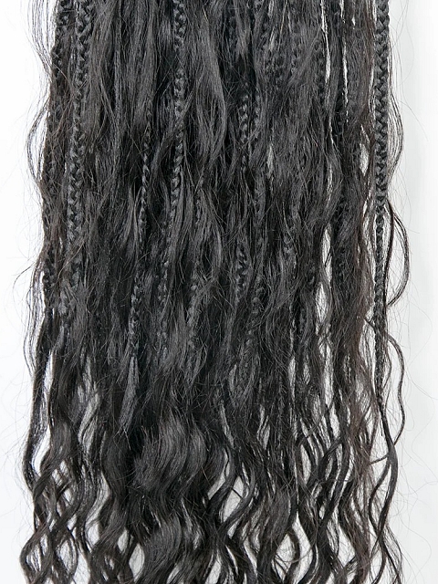 Pre-Looped Crochet Mermaid Boho Box Braids With Loose Wave Human Hair ...